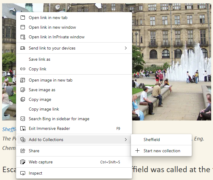 Using collections in Microsoft Edge | Sheffield Hallam University