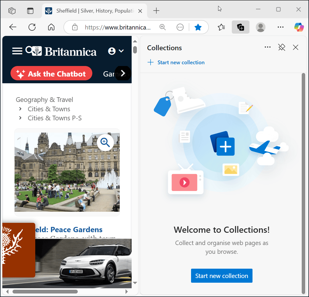 Using collections in Microsoft Edge | Sheffield Hallam University